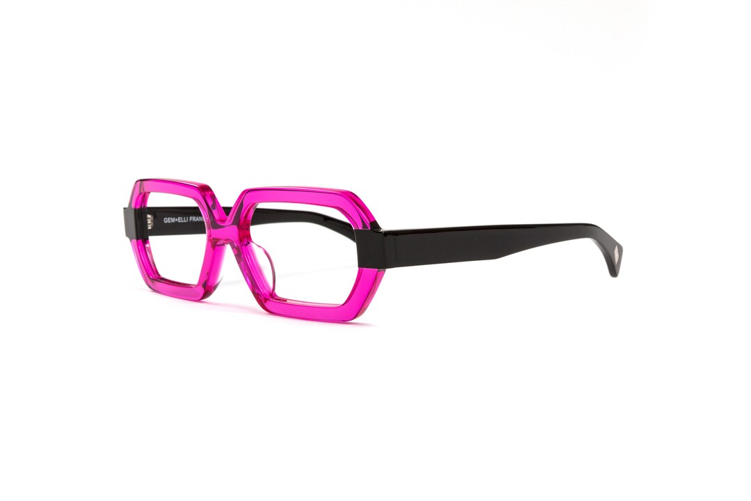 Fuchsia Pink and Black Acetate Reading Glasses, Optical Frames for ...