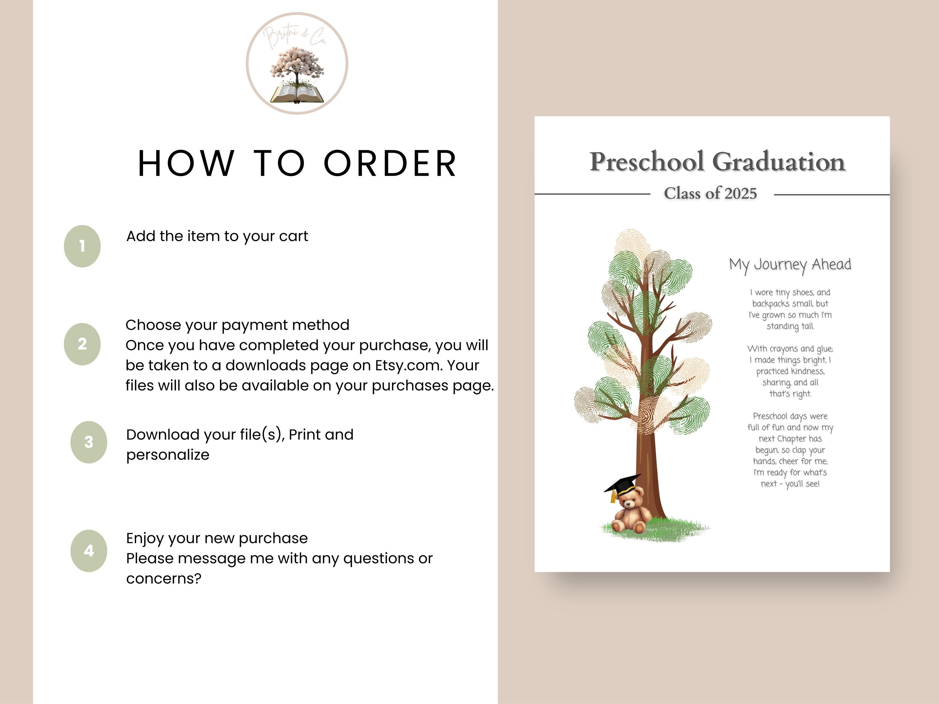 Preschool Graduation Poem and Handprint/ Fingerprint Craft for the Last ...