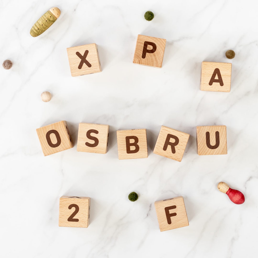Wooden Blocks With Alphabet Educational Toy to Learn Letters and Create ...