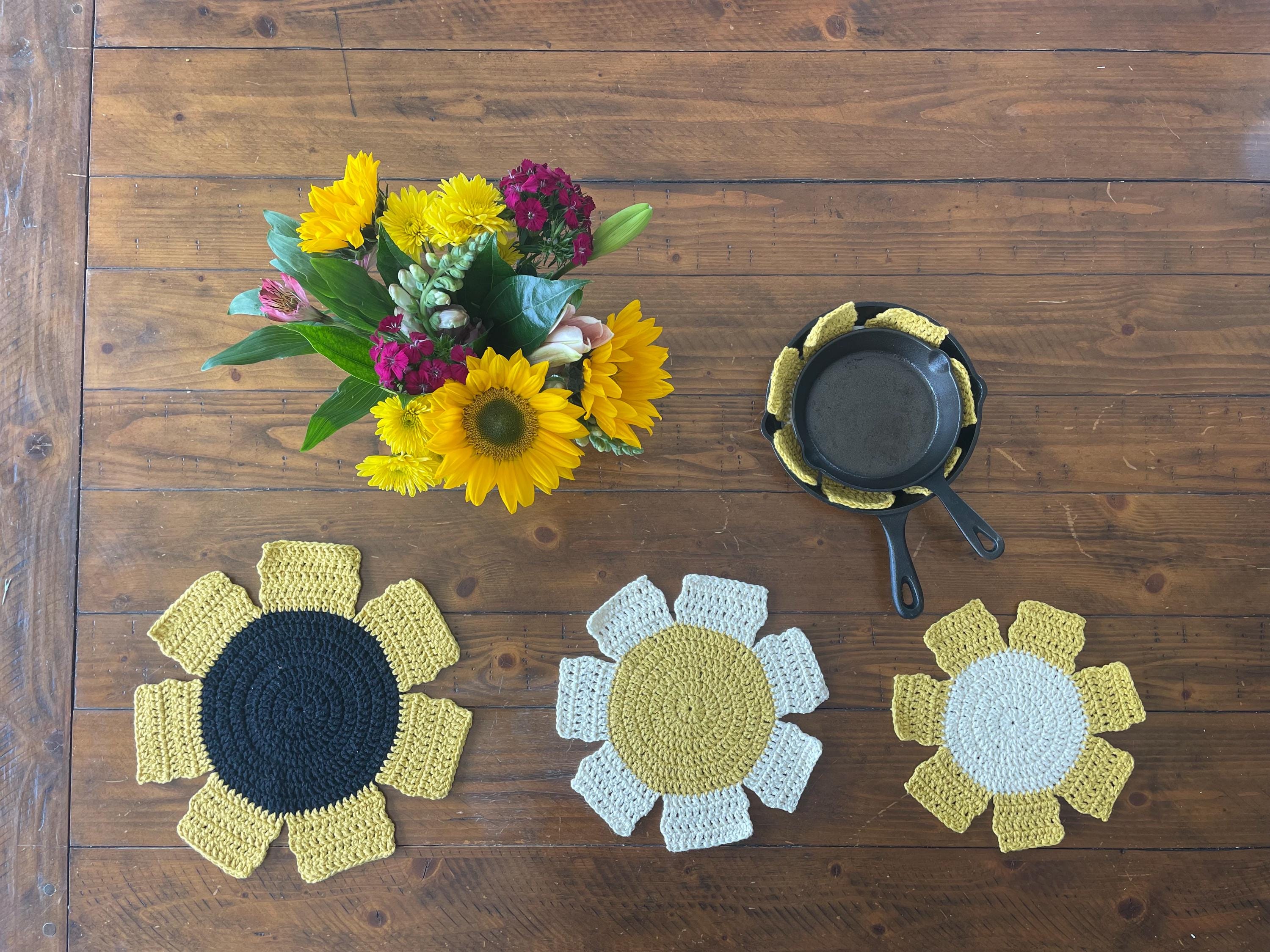Handmade Crochet Sunflower Pan/pot Liners or Glass Bowl Separators, 100 ...