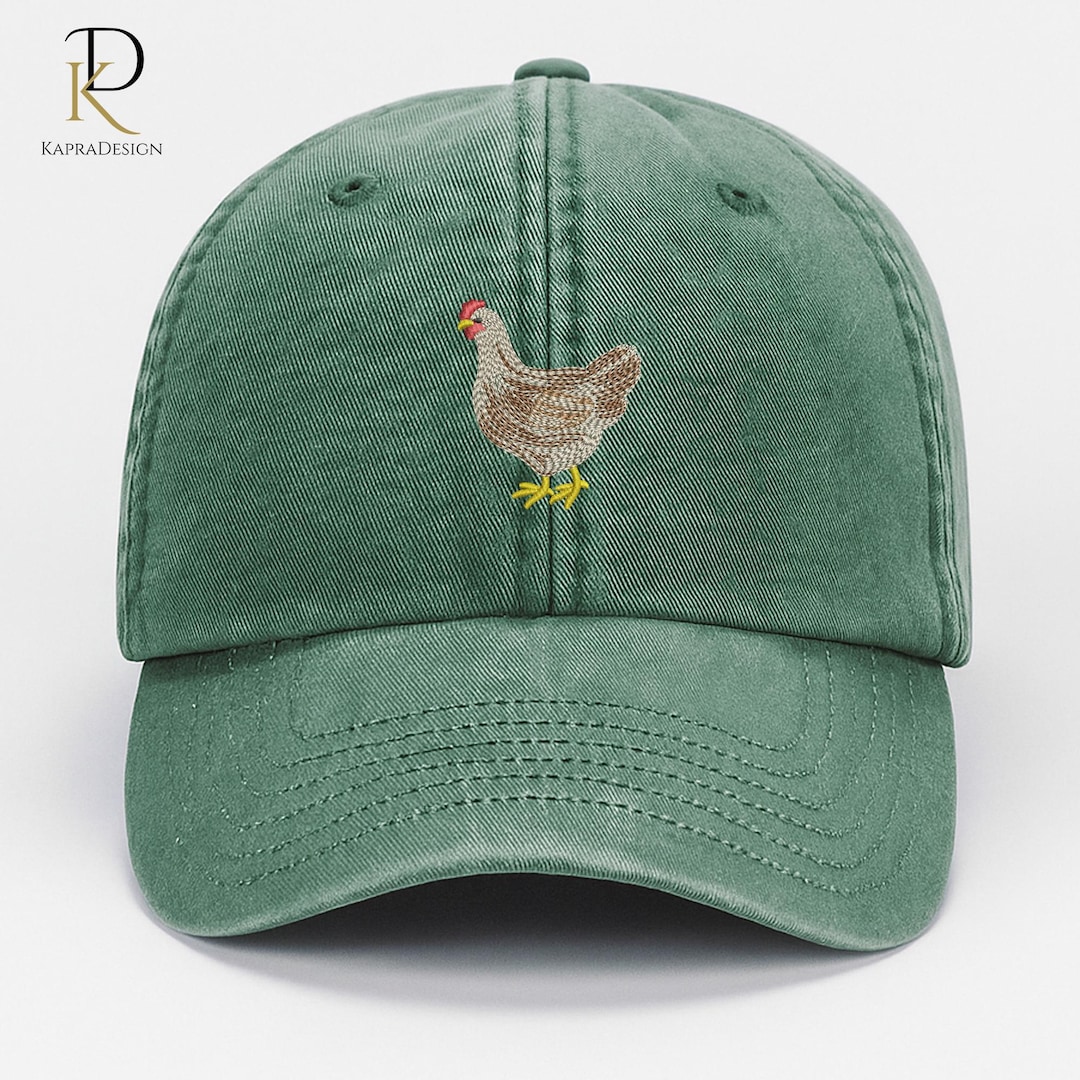 Embroidered Hen Dad Hat, Chicken Baseball Cap, Vintage Washed Cotton ...