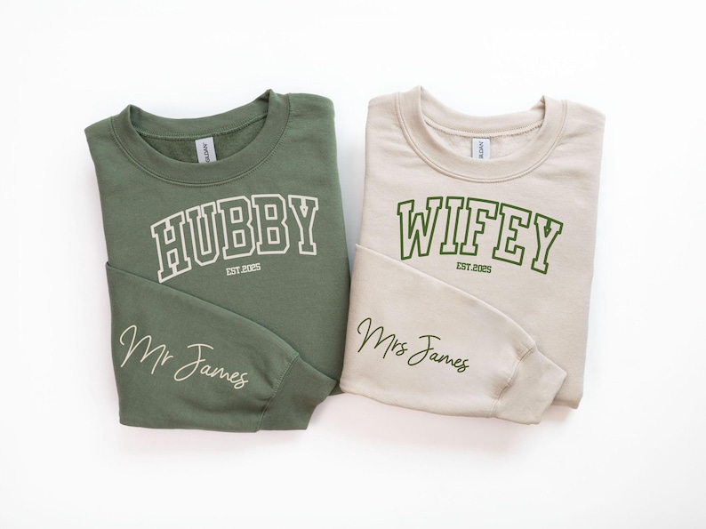 Personalised Wifey & Hubby Matching Sweaters, Couples Mr and Mrs ...