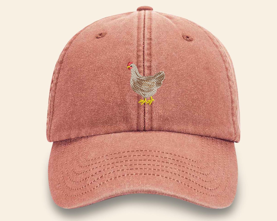 Embroidered Hen Dad Hat, Chicken Baseball Cap, Vintage Washed Cotton ...