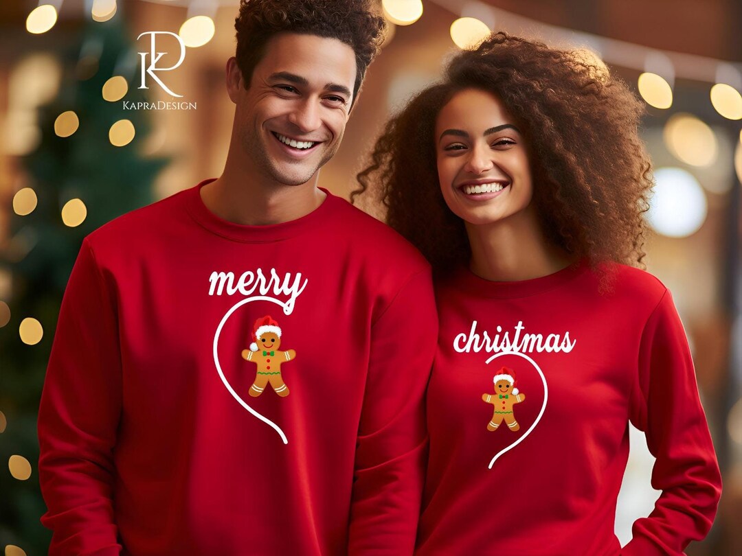 Merry Christmas Couple Sweatshirt, Christmas Mr & Mrs Matching Heart ...