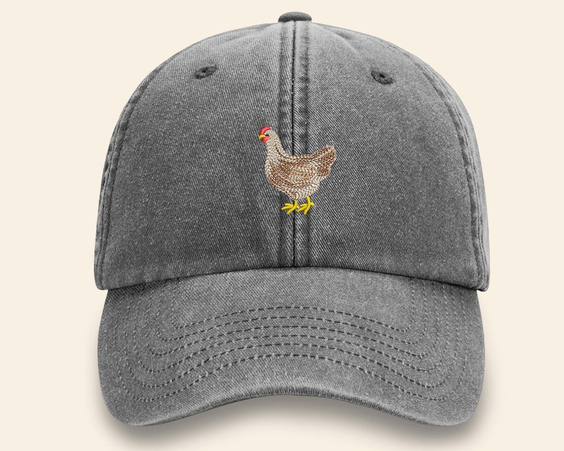 Embroidered Hen Dad Hat, Chicken Baseball Cap, Vintage Washed Cotton ...