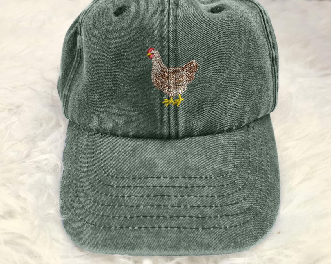 Embroidered Hen Dad Hat, Chicken Baseball Cap, Vintage Washed Cotton ...