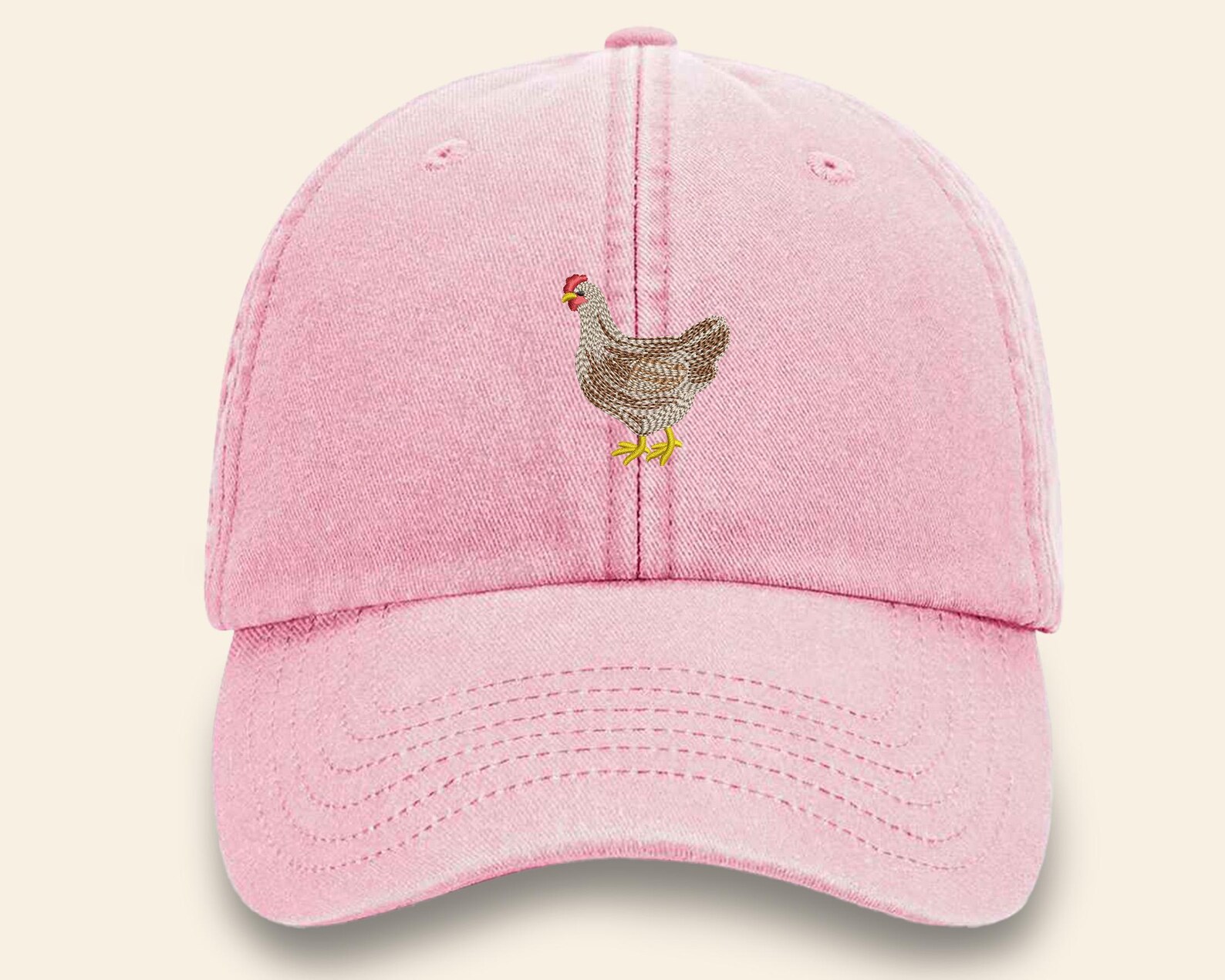 Embroidered Hen Dad Hat, Chicken Baseball Cap, Vintage Washed Cotton ...