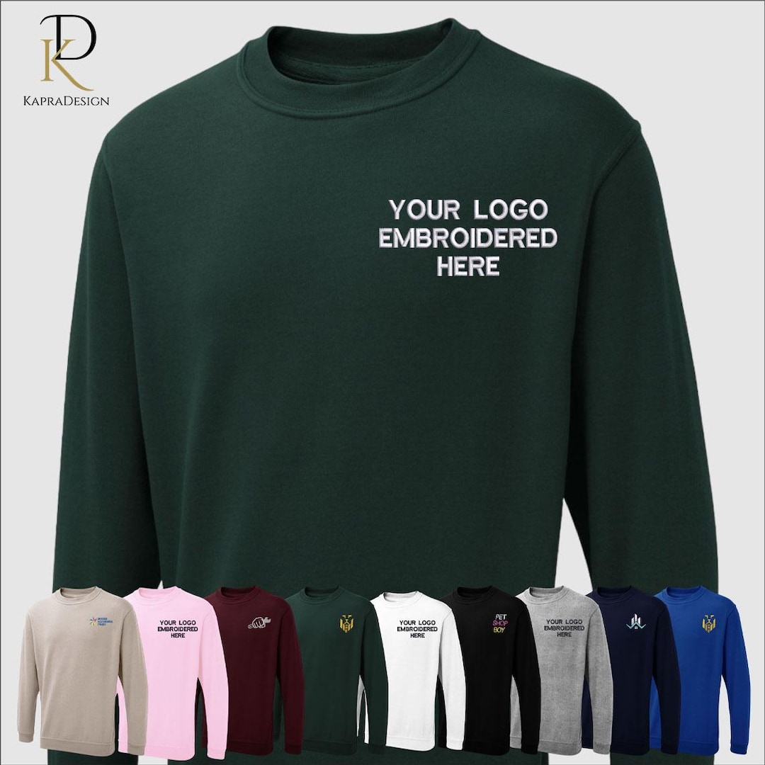 Personalised Embroidered Sweatshirt, Custom Logo/text Monogram Sweater ...