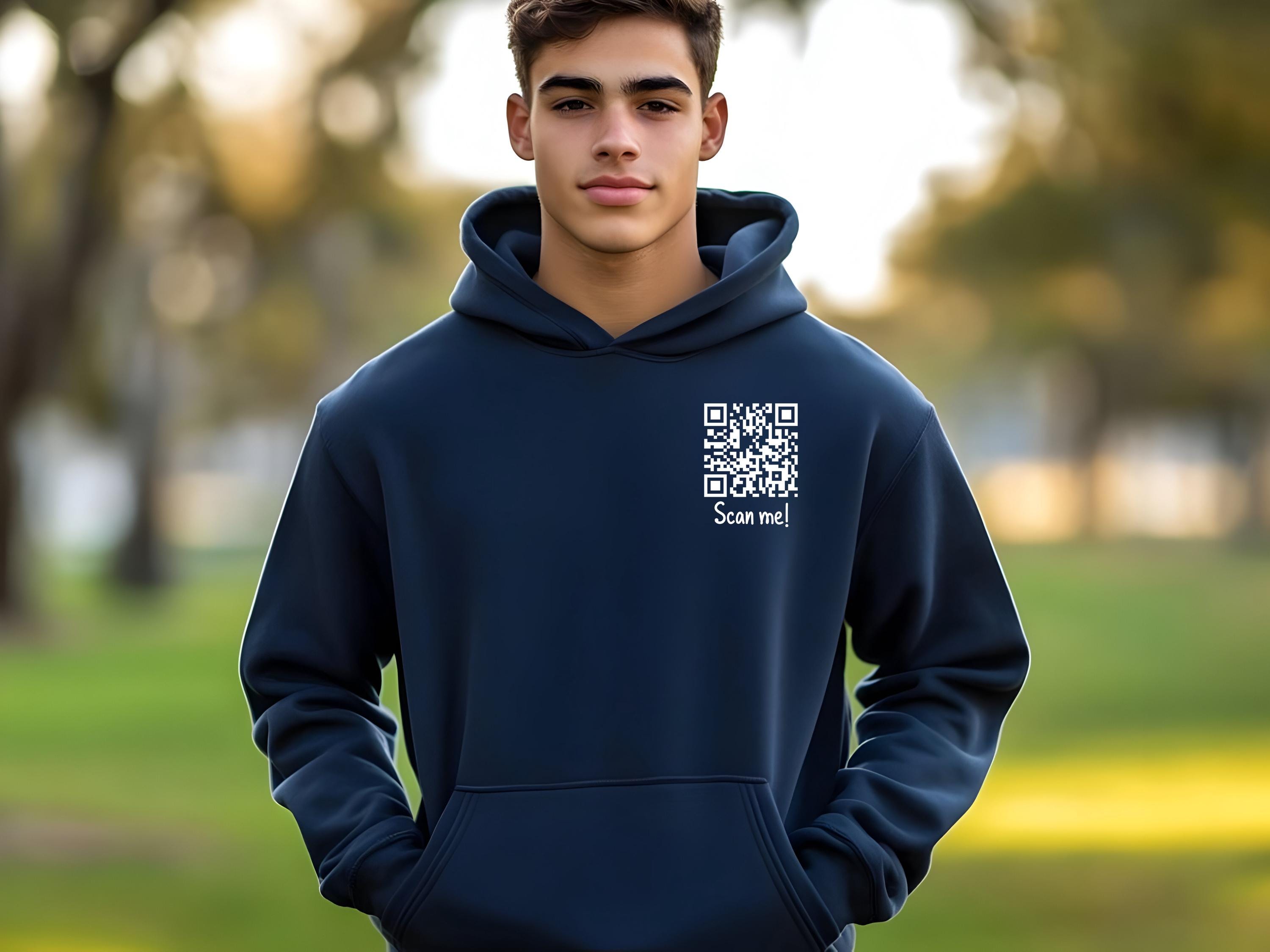 Personalised Qr Code Hoodie, Scannable Social Media QR Codes Hoodie ...