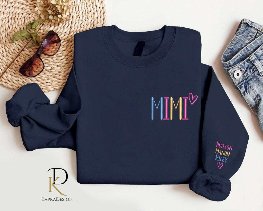 Custom Embroidered Mimi Sweatshirt, Personalized Mimi Crewneck Sweater ...