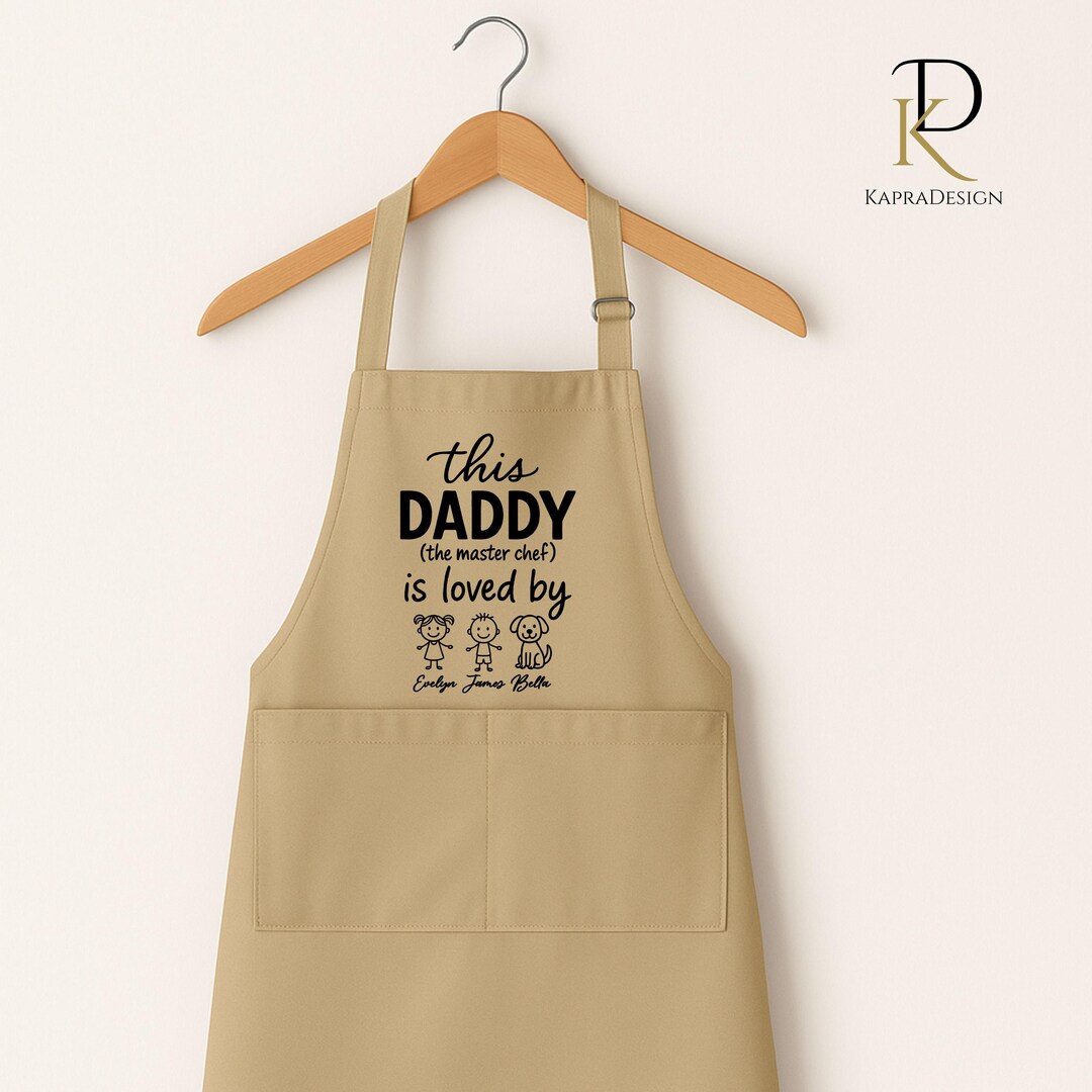 Personalised Dad Apron With Kids Names, Best Dad Ever Cooking Gift ...