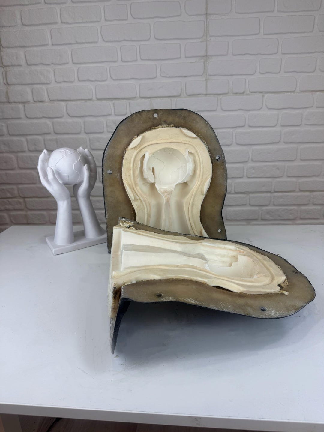 Hands Holding World Fiberglass Jacketed Mold Statue Silicone Mold for ...