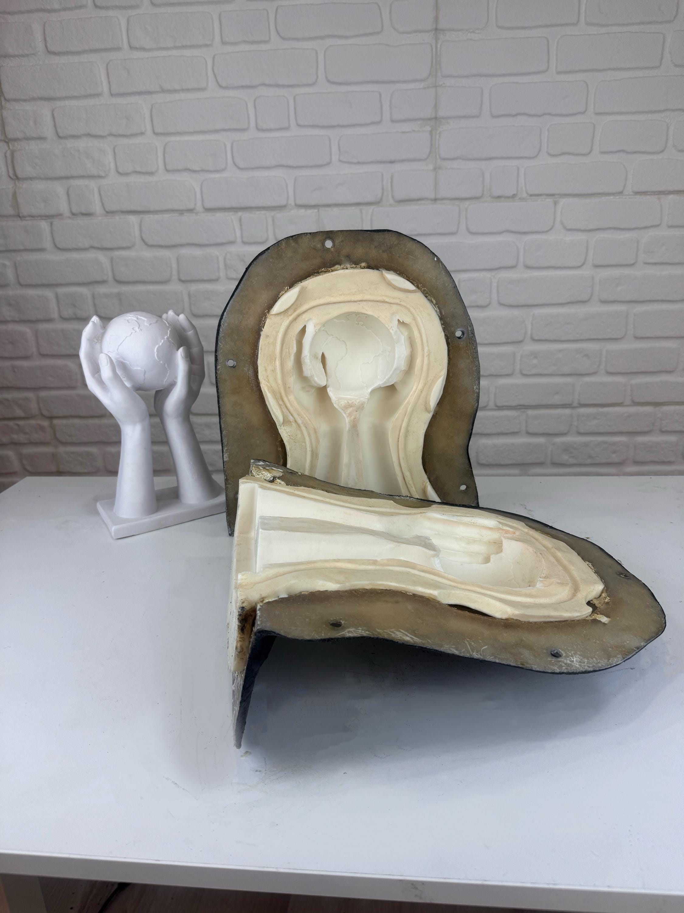 Hands Holding World Fiberglass Jacketed Mold Statue Silicone Mold for ...