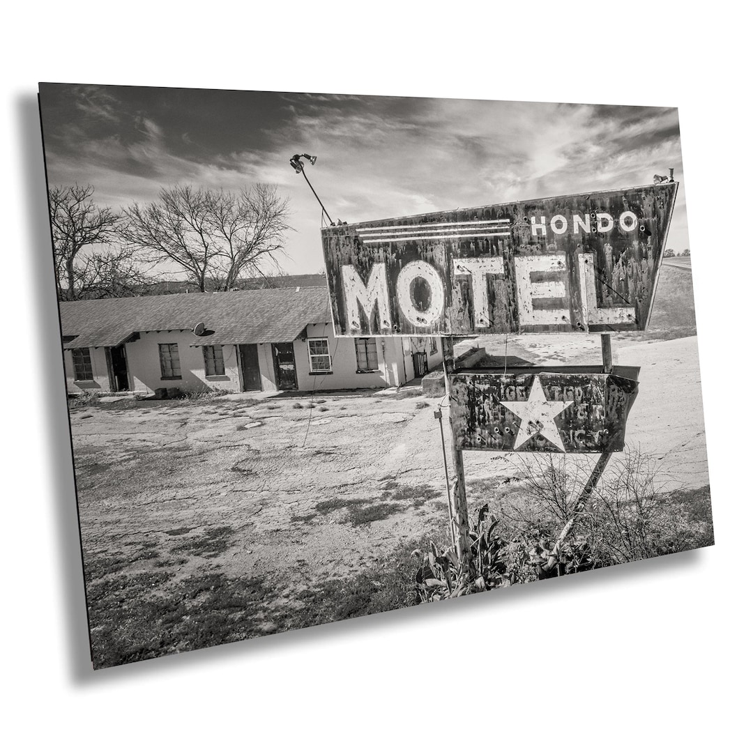 Vintage Hondo Motel Neon Sign Fine Art Black & White Photography Texas ...