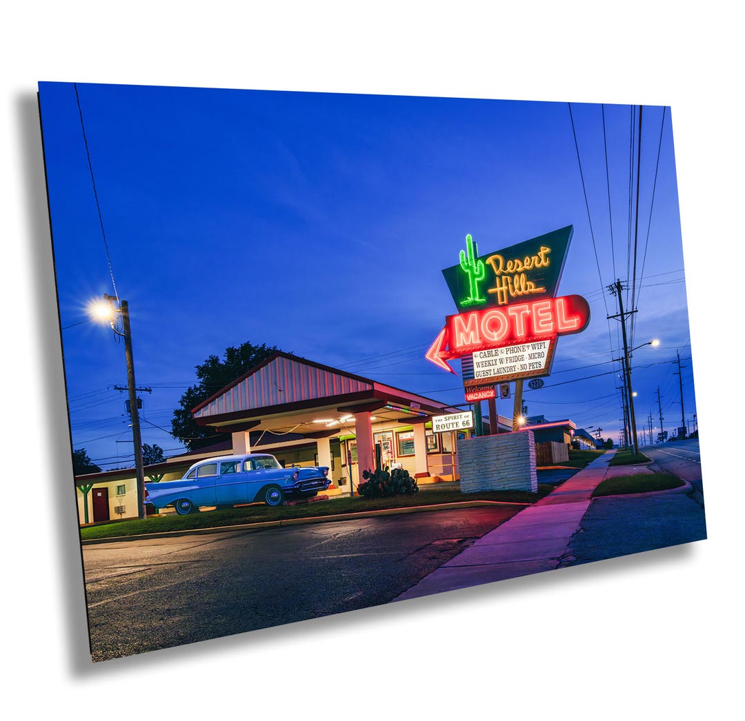 Tulsa Route 66 Vintage Motel Neon Sign Photography - Desert Hills Motel ...