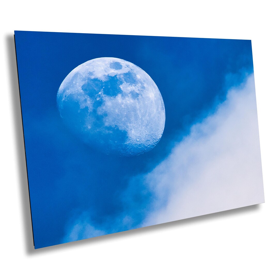Full Moon Print With Clouds NASA Space Photography Blue Sky Blue Moon ...