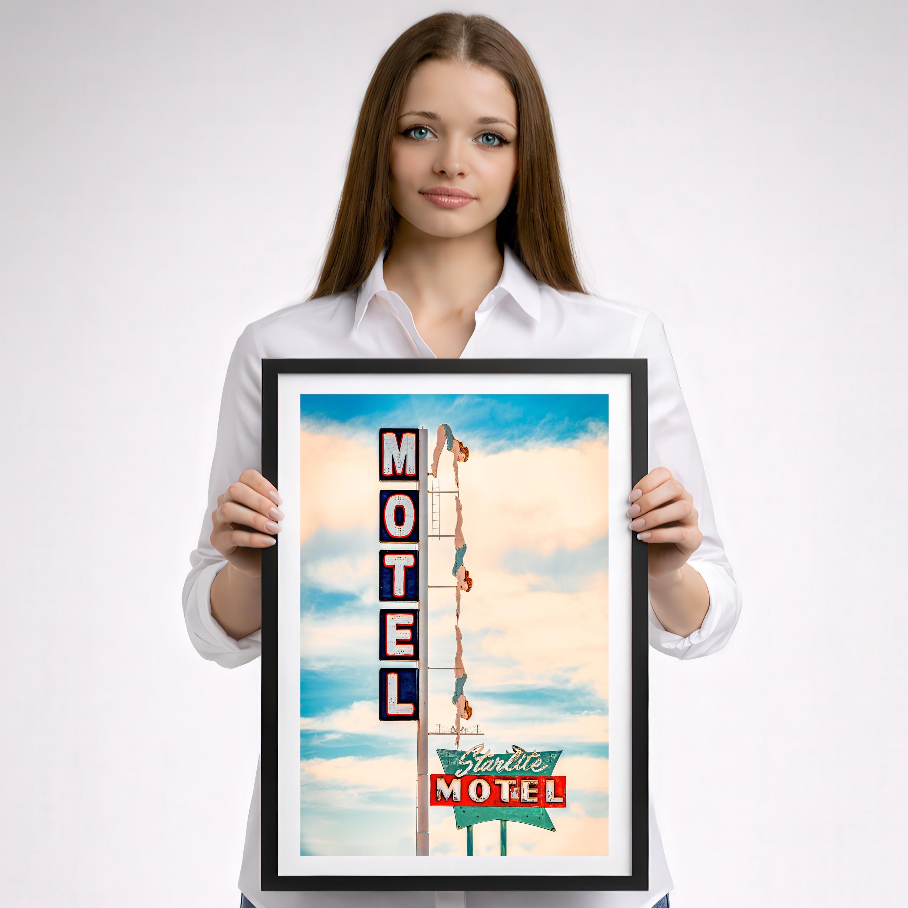 Starlite Motel Diving Lady Sign Photo Print: Mid Century Modern Wall ...