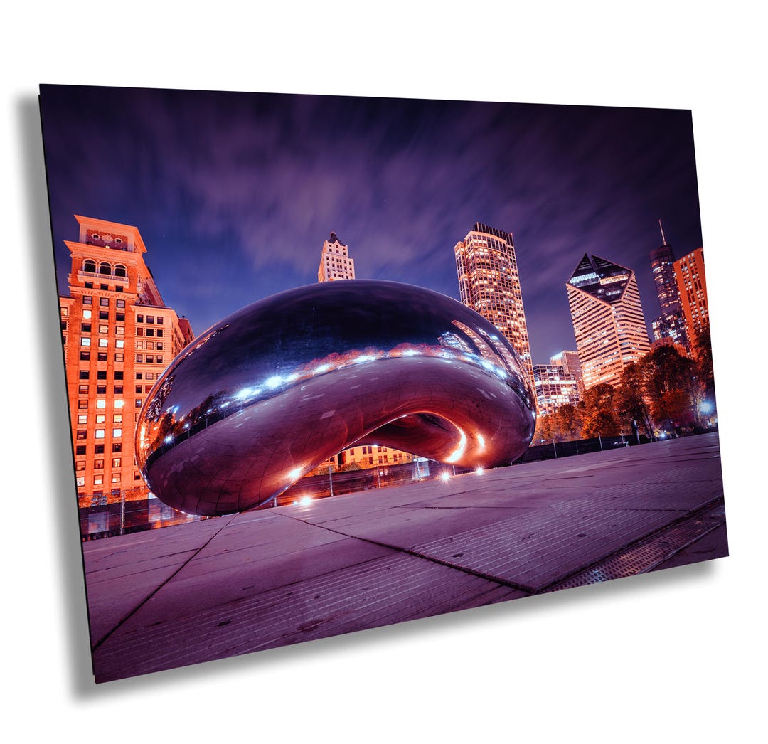 Chicago Bean Print Cloud Gate, Evening Chicago Wall Art, Photography at ...