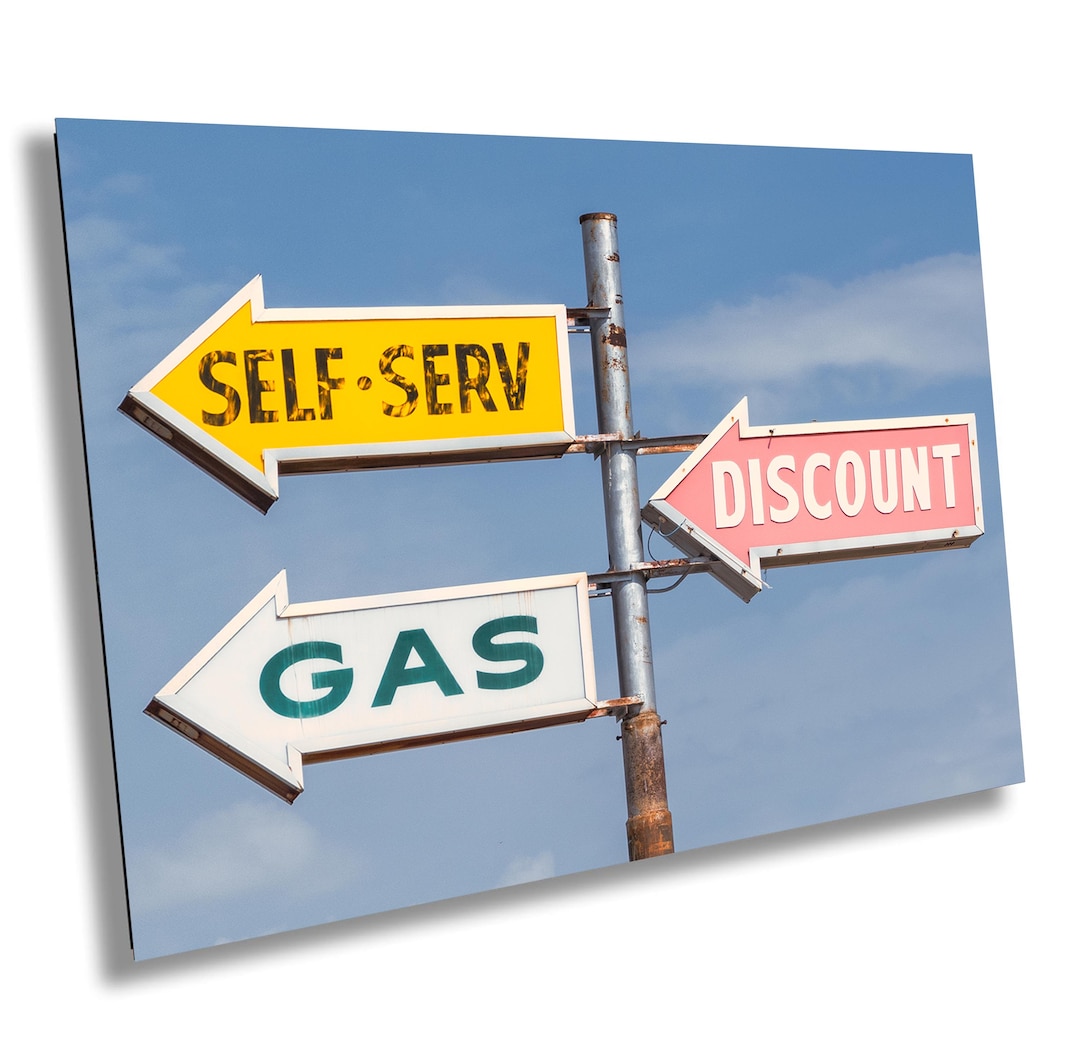 Vintage Gas Station Wall Art: Americana Desert Landscape Print From Far ...