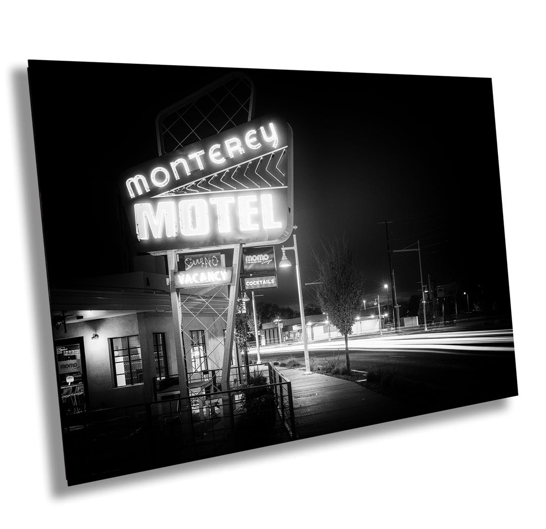 Route 66 Sign Photo - Monterey Motel ABQ Black & White Wall Art ...