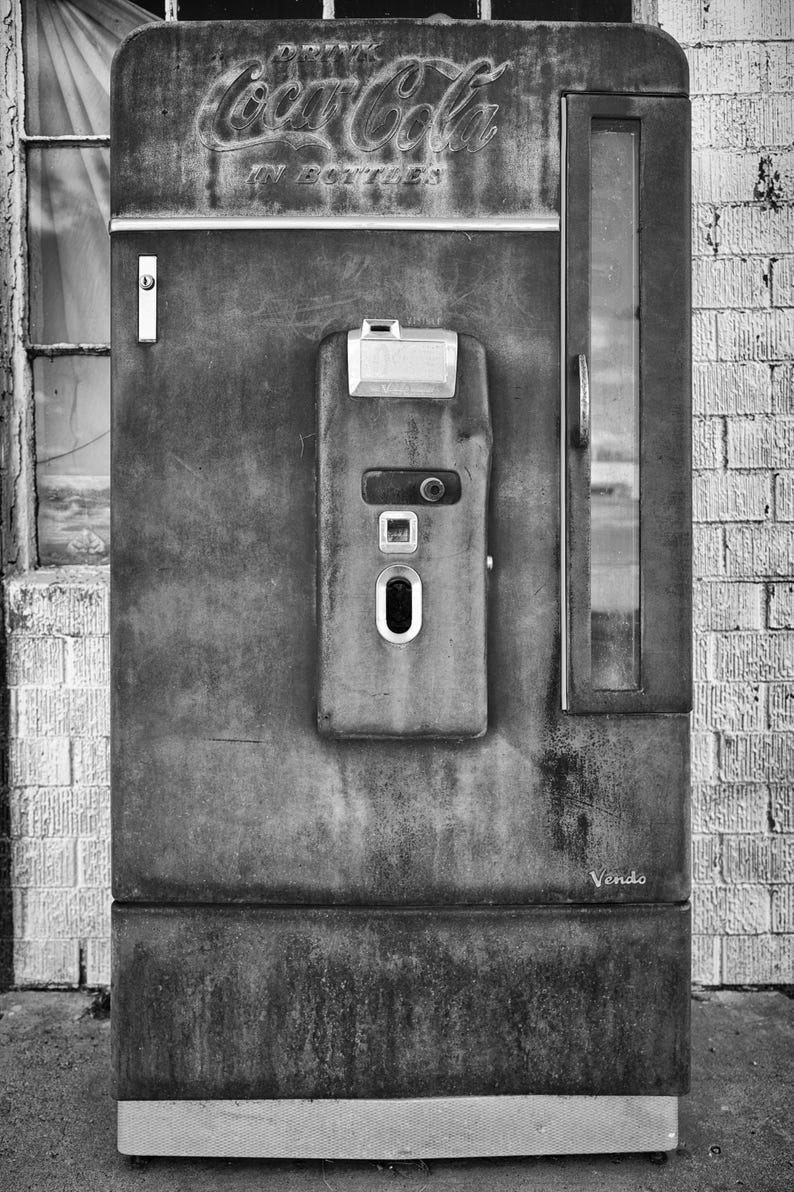 Retro Coca-cola Vending Machine Photography: Black & White Kitchen Wall ...