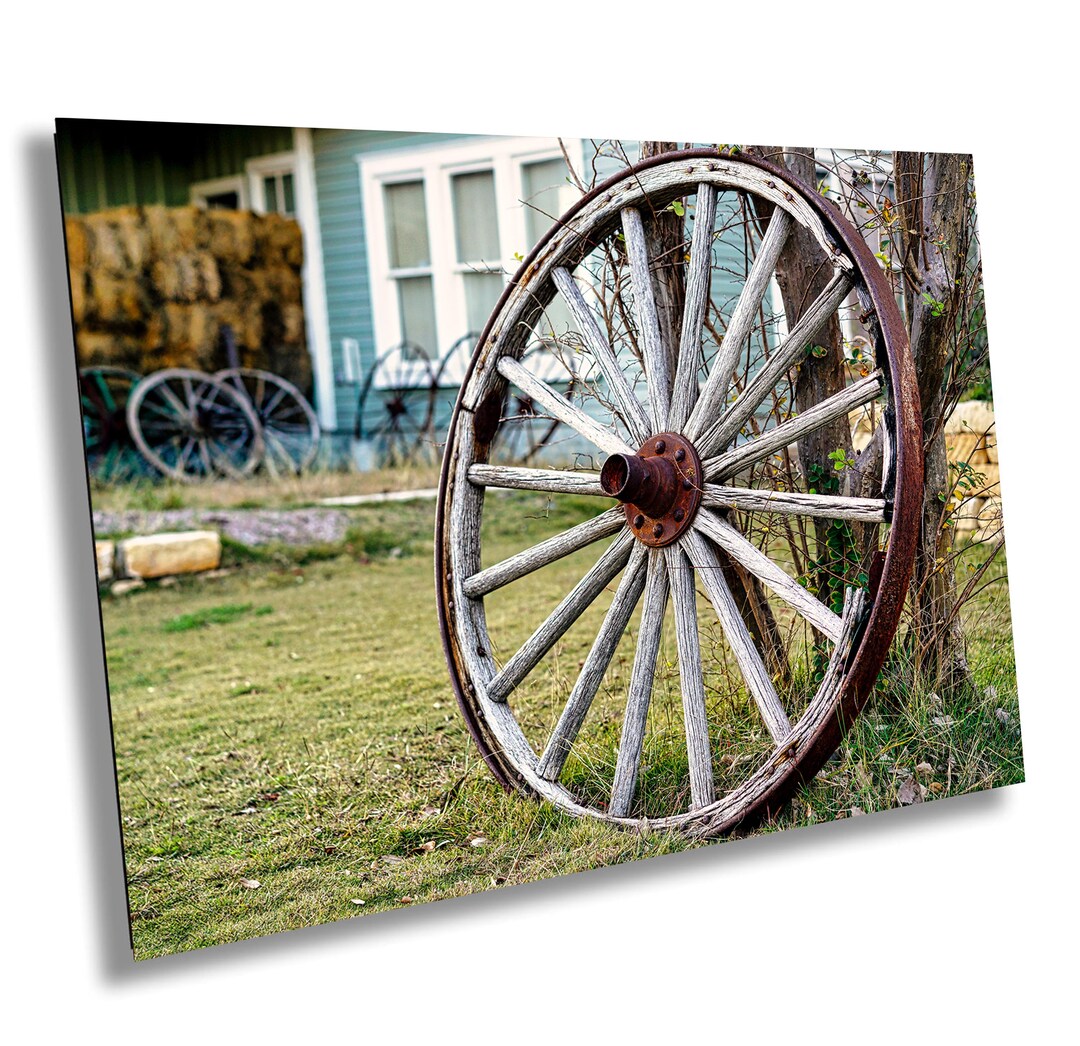 Vintage Wagon Wheel Photography Print: Rustic Texas Farmhouse Wall Art ...