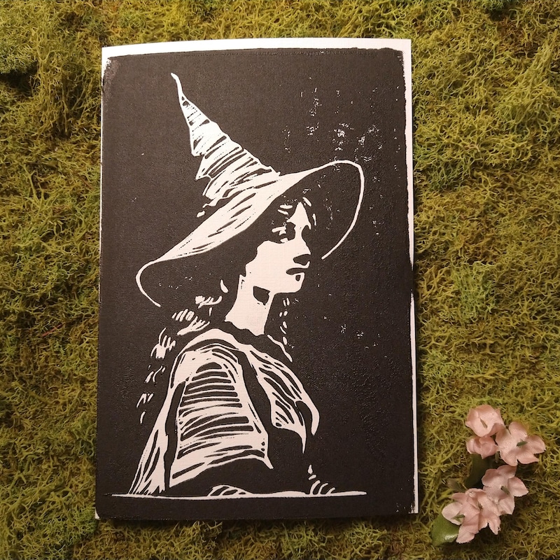 Linoprint Witch - Etsy