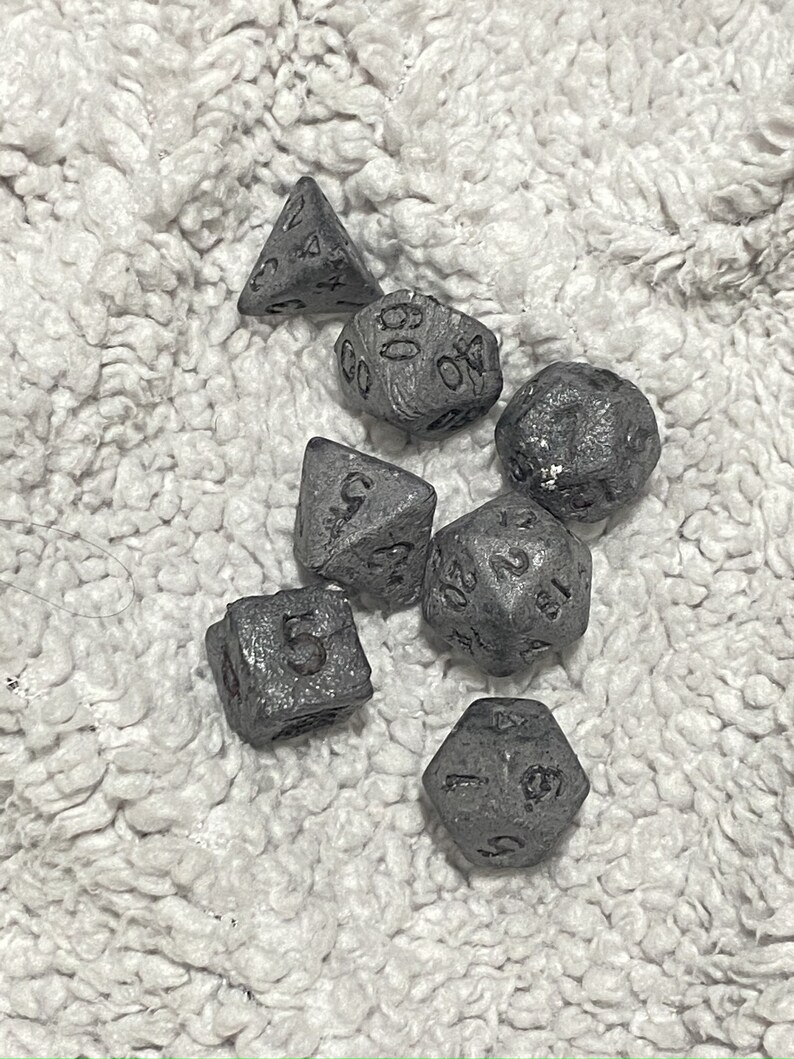 Stone Age Dice, Dice Set With Pouch, Gray Dnd Dice, Unique Gaming Dice ...