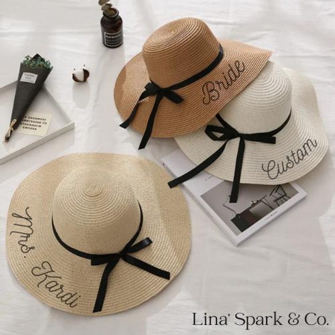 Customized Floppy Beach Hats, Bride to Be Gift, Custom Beach Hat ...