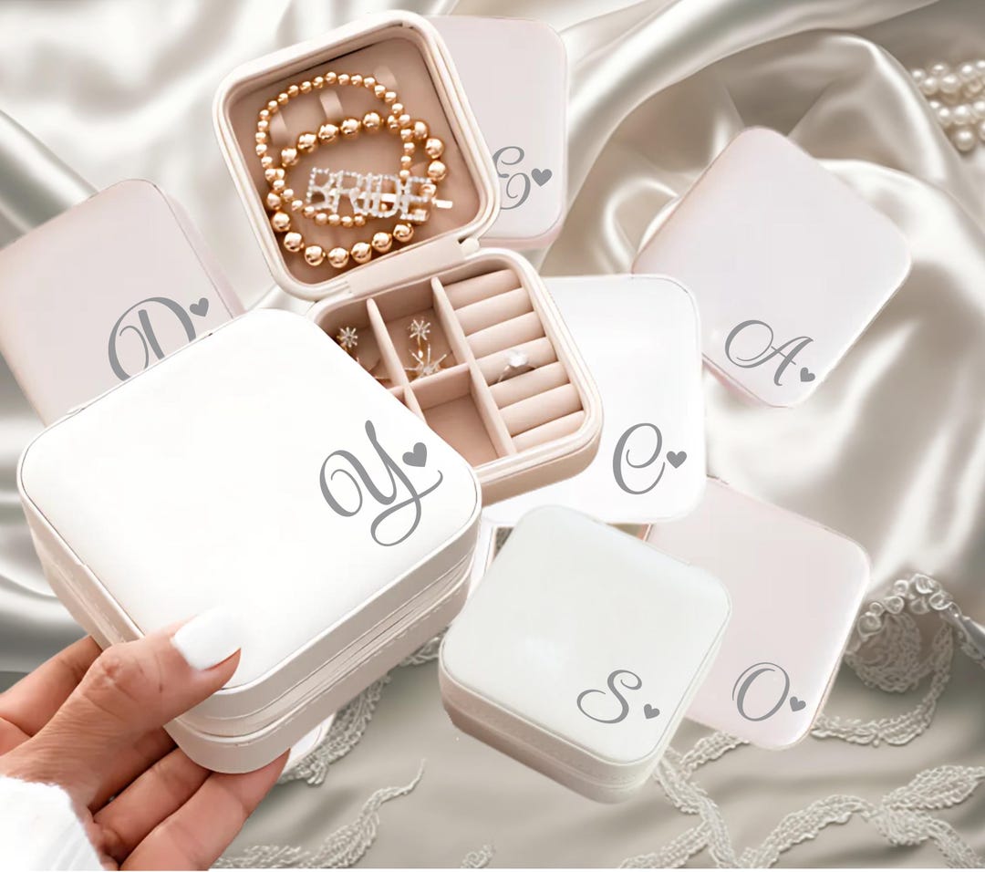 Personalized Travel Jewelry Box, Small Square Earring Organizer, Custom ...