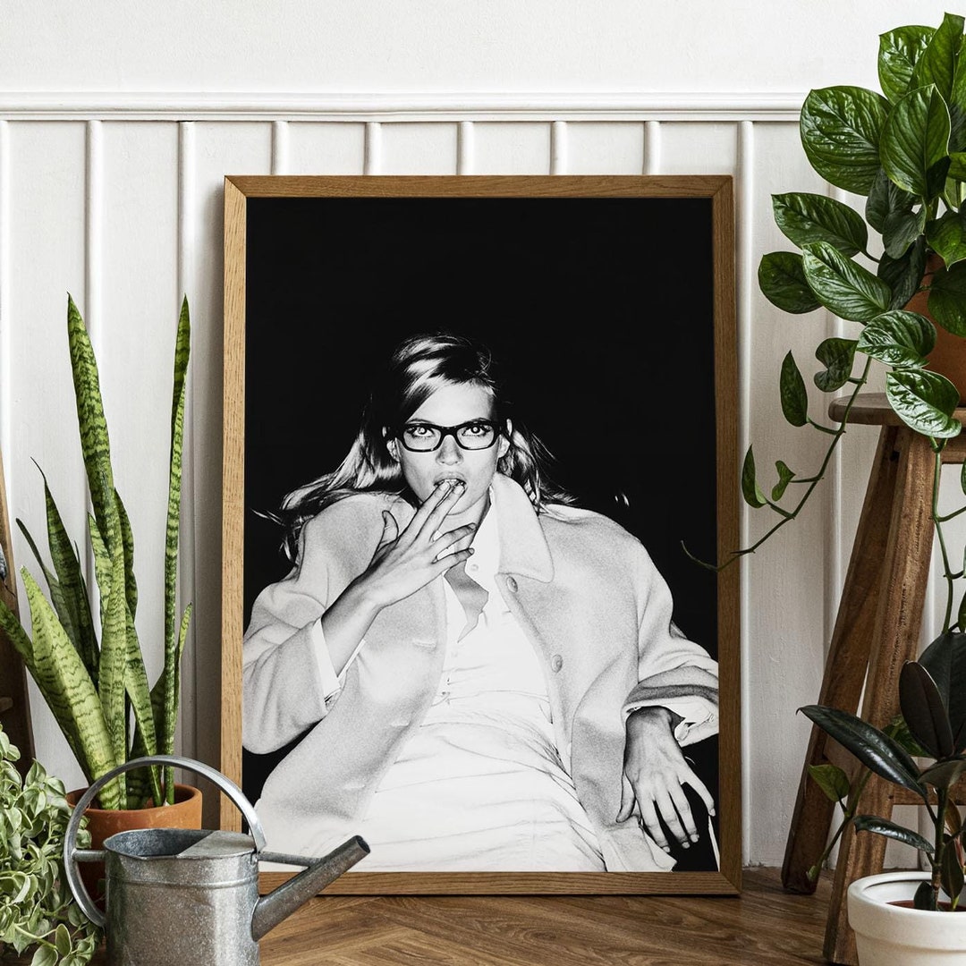 Kate Moss Print - Fashion Poster- Black and White Wall Art - Vintage ...