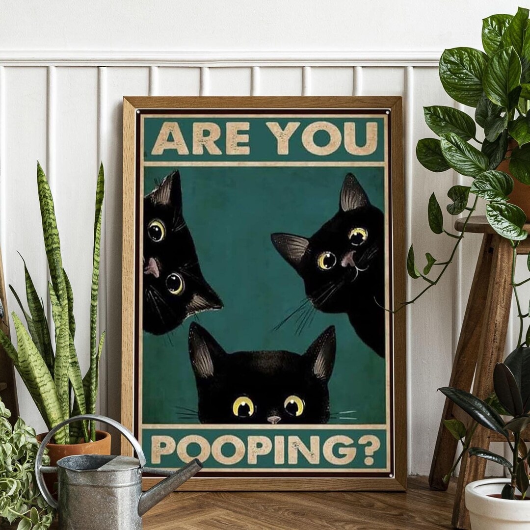Are You Pooping Cat Print, Cat Printable Bathroom Decor, Funny Bathroom ...