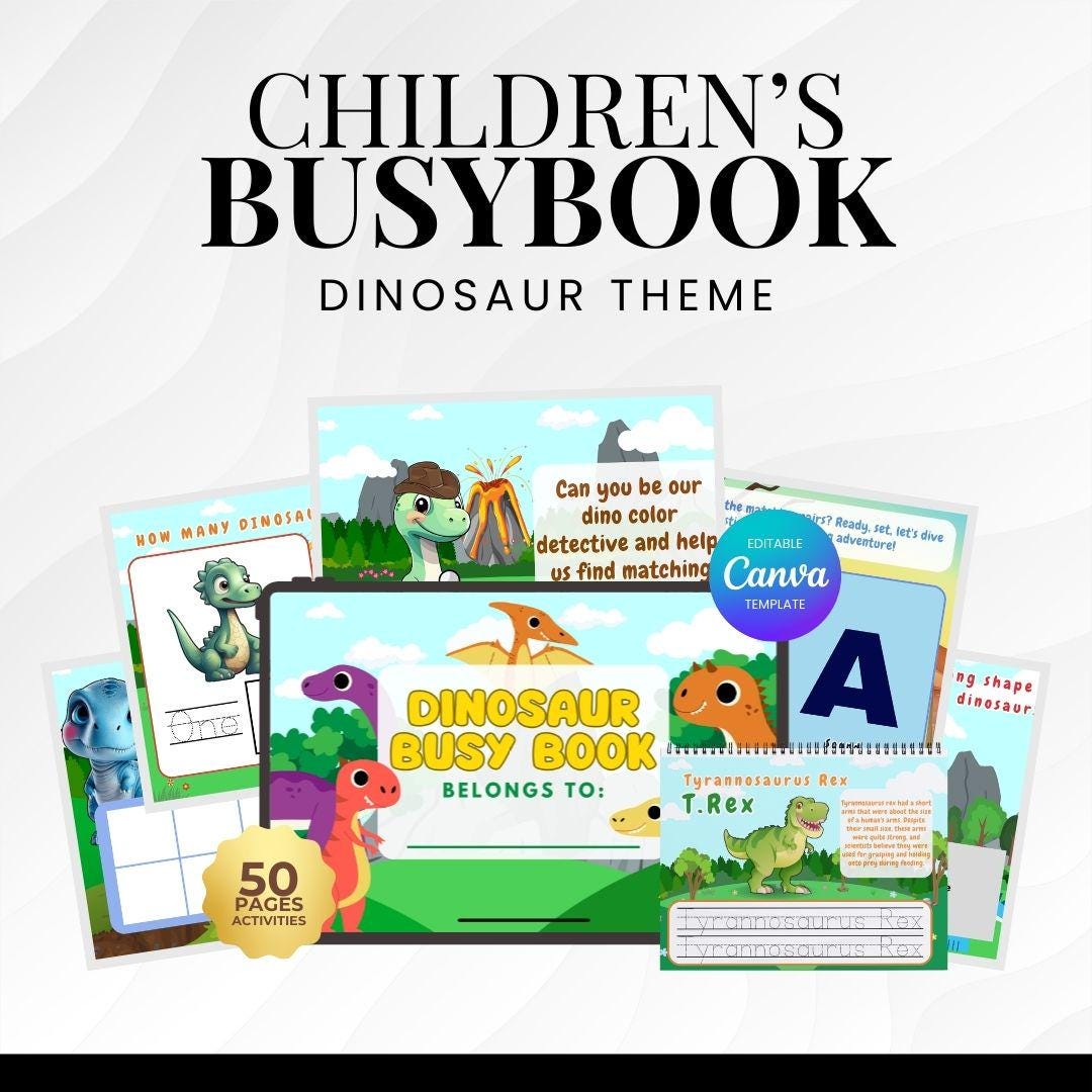 Dinosaur Busy Book | Printable Cut & Paste Activity Book for Kids - Etsy