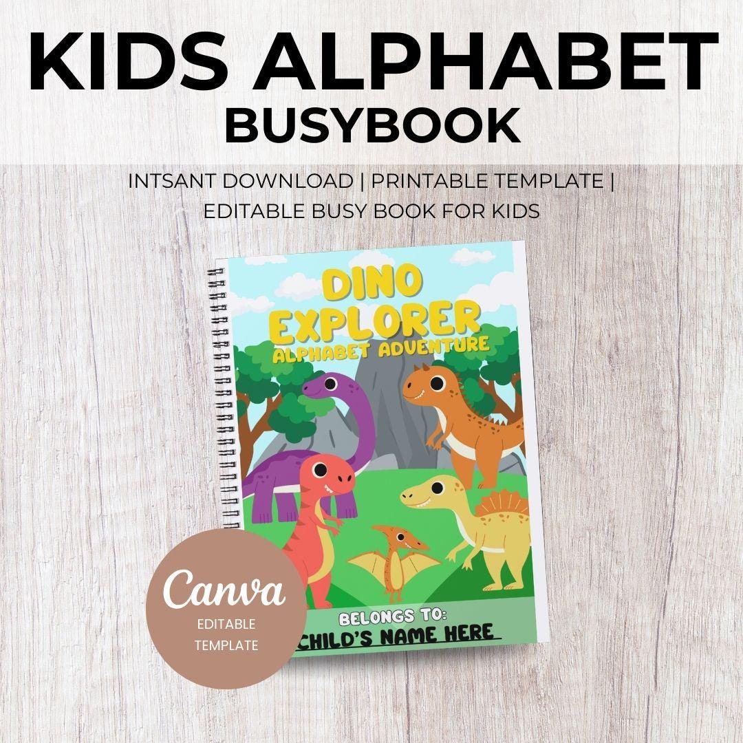 Dino Explorer Alphabet Adventure Busybook | Master Resell Rights - Etsy