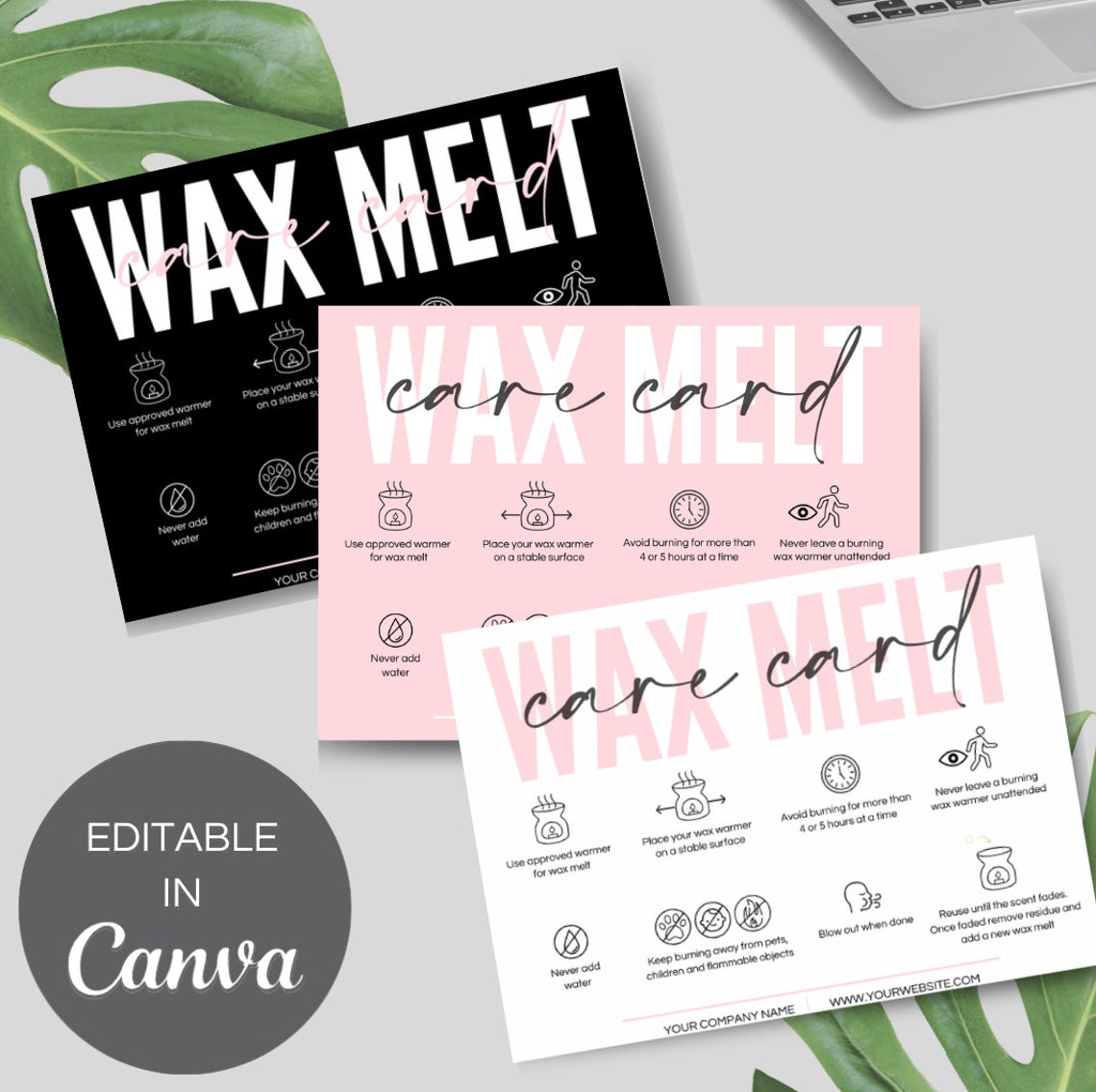 Wax Melt Care Card Template | Editable Wax Melt Care Instructions | Wax ...