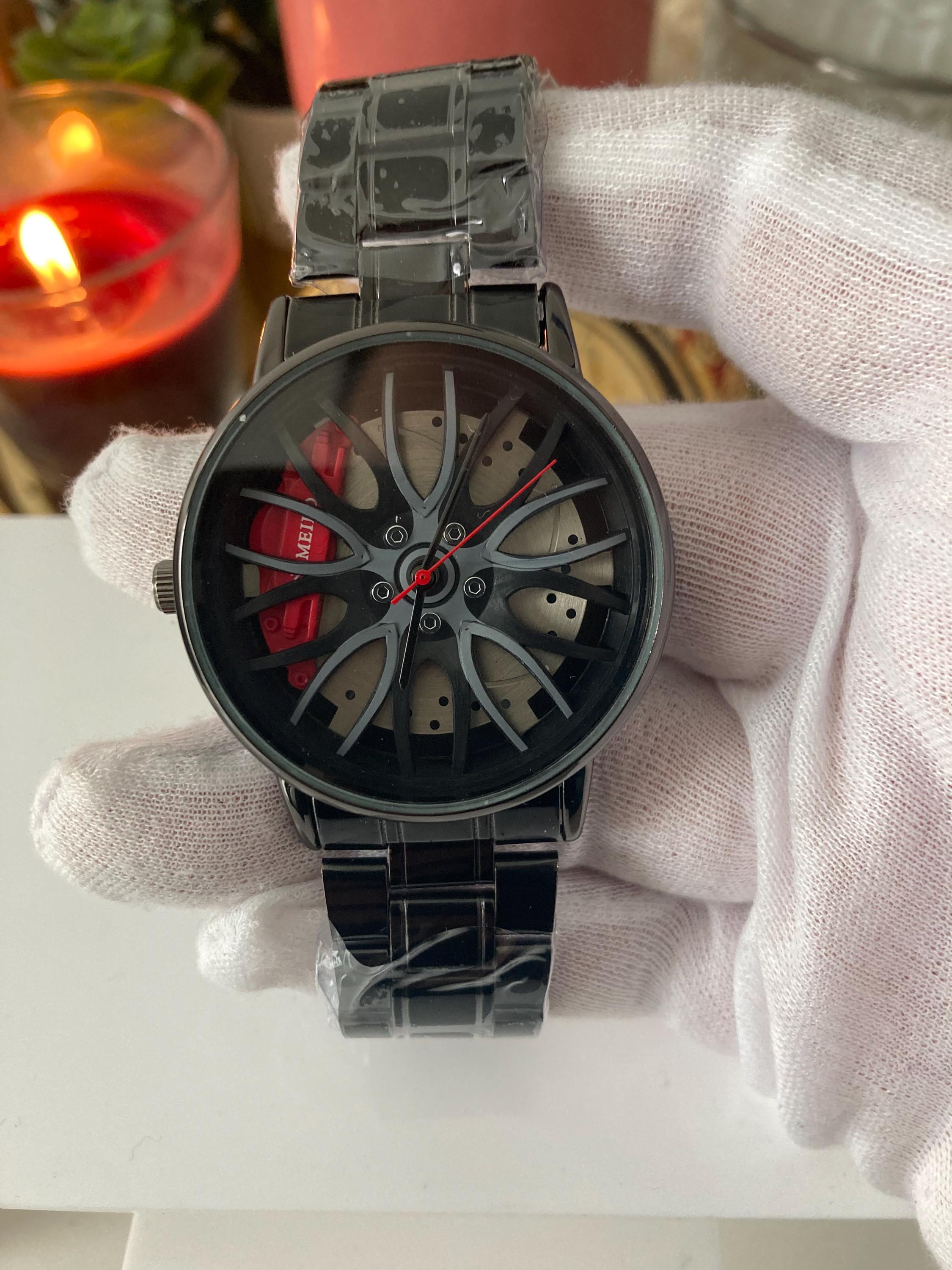 Car Enthusiasts Watch Alloy Wheel Rim Design Sports Car Stainless Steel ...