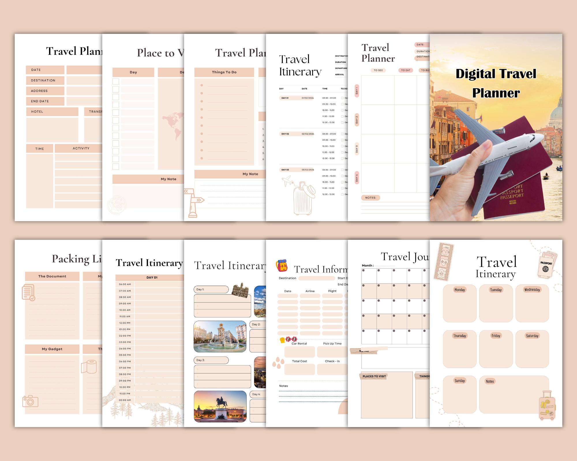 Travel Planner | Travel Itinerary Template | Travel Budget Planner ...