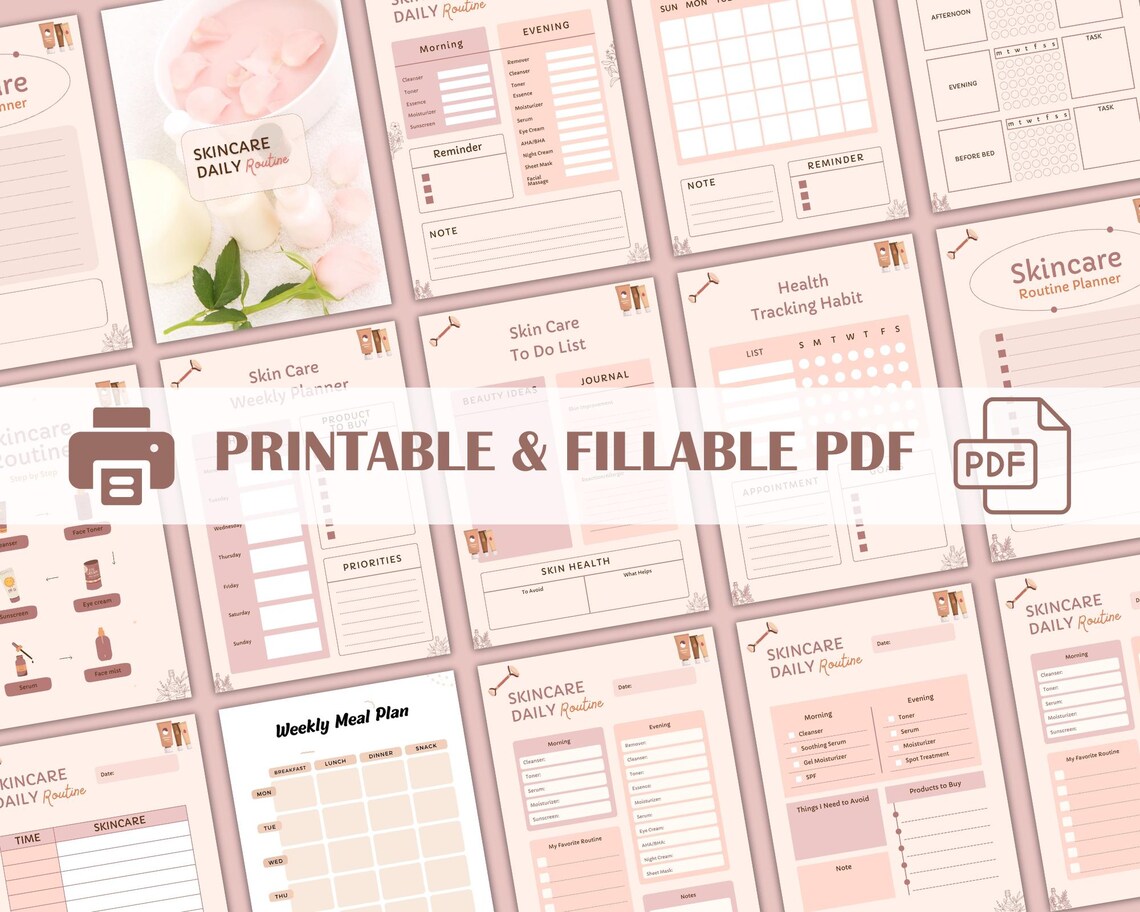 Skincare Planner | Skincare Daily Routine Planner | Glow up Planner ...