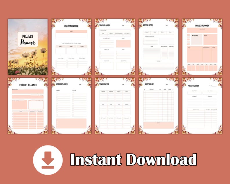 Project Planner Printable | Personal Project Planner | Digital Work ...