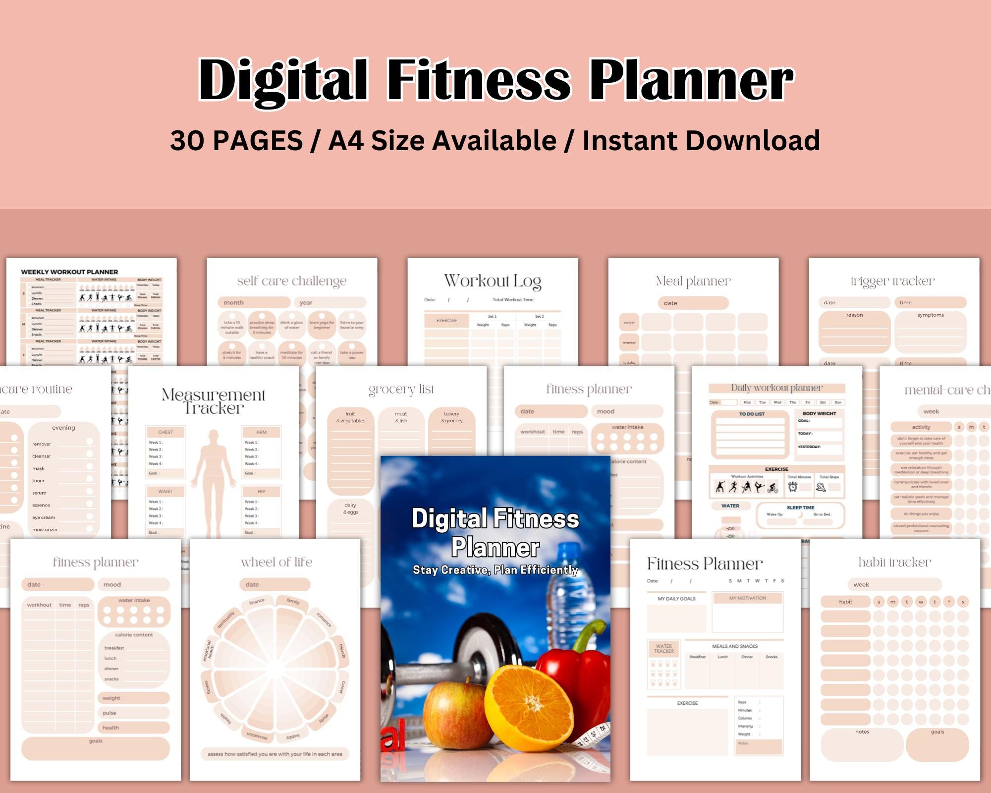 Digital Fitness Planner | Workout Planner | Self-care Planner | Gym ...