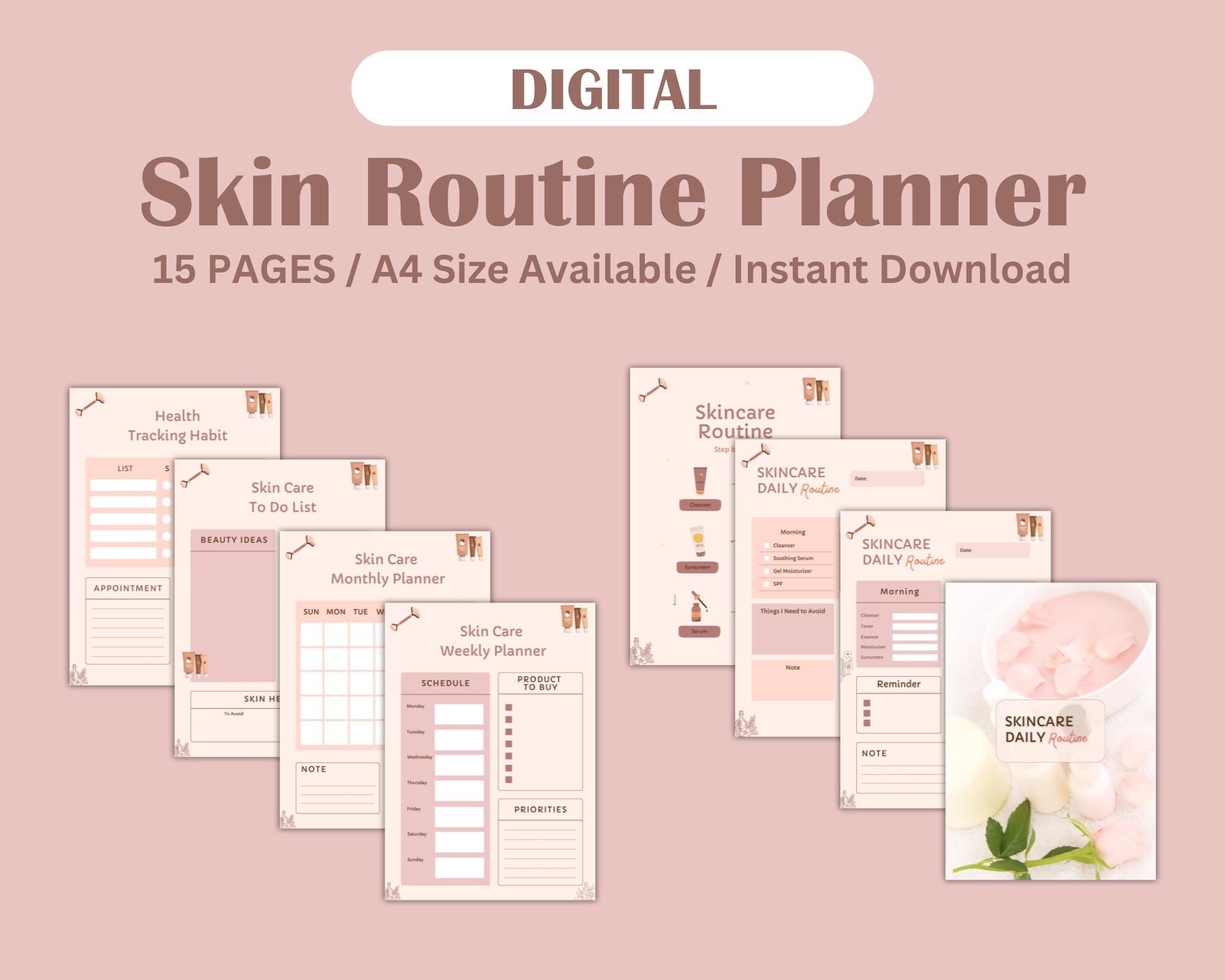 Skincare Planner | Skincare Daily Routine Planner | Glow up Planner ...