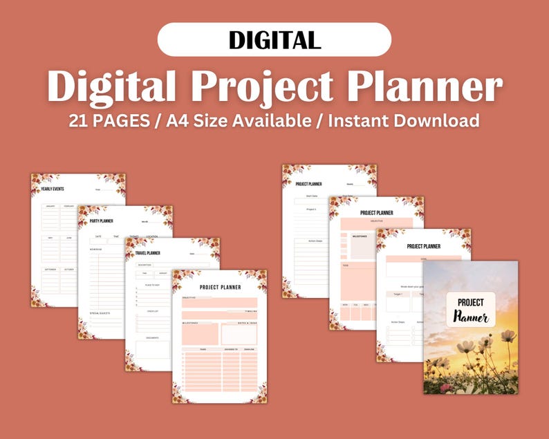 Project Planner Printable Personal Project Planner Digital Work Planner ...