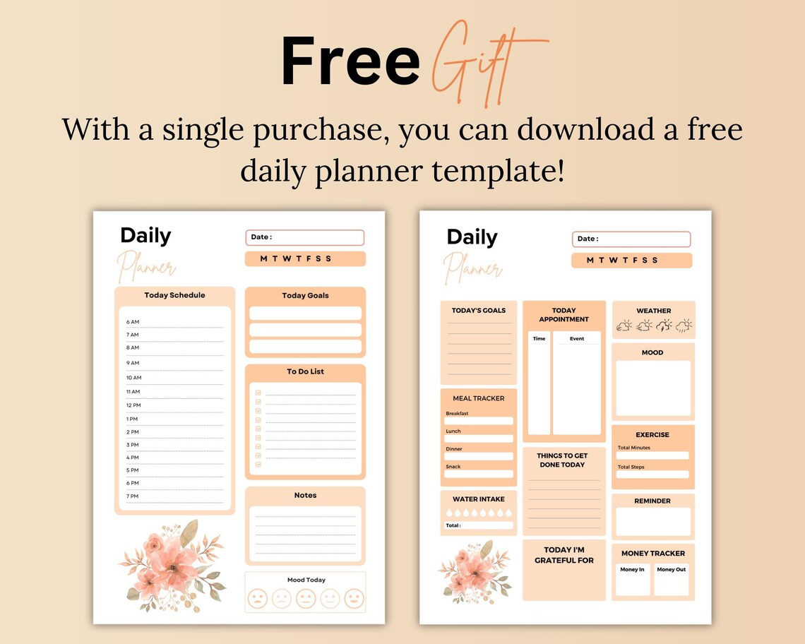 Daily Planner 2024 | Daily Schedule | Daily Mood Tracker | Printable to ...