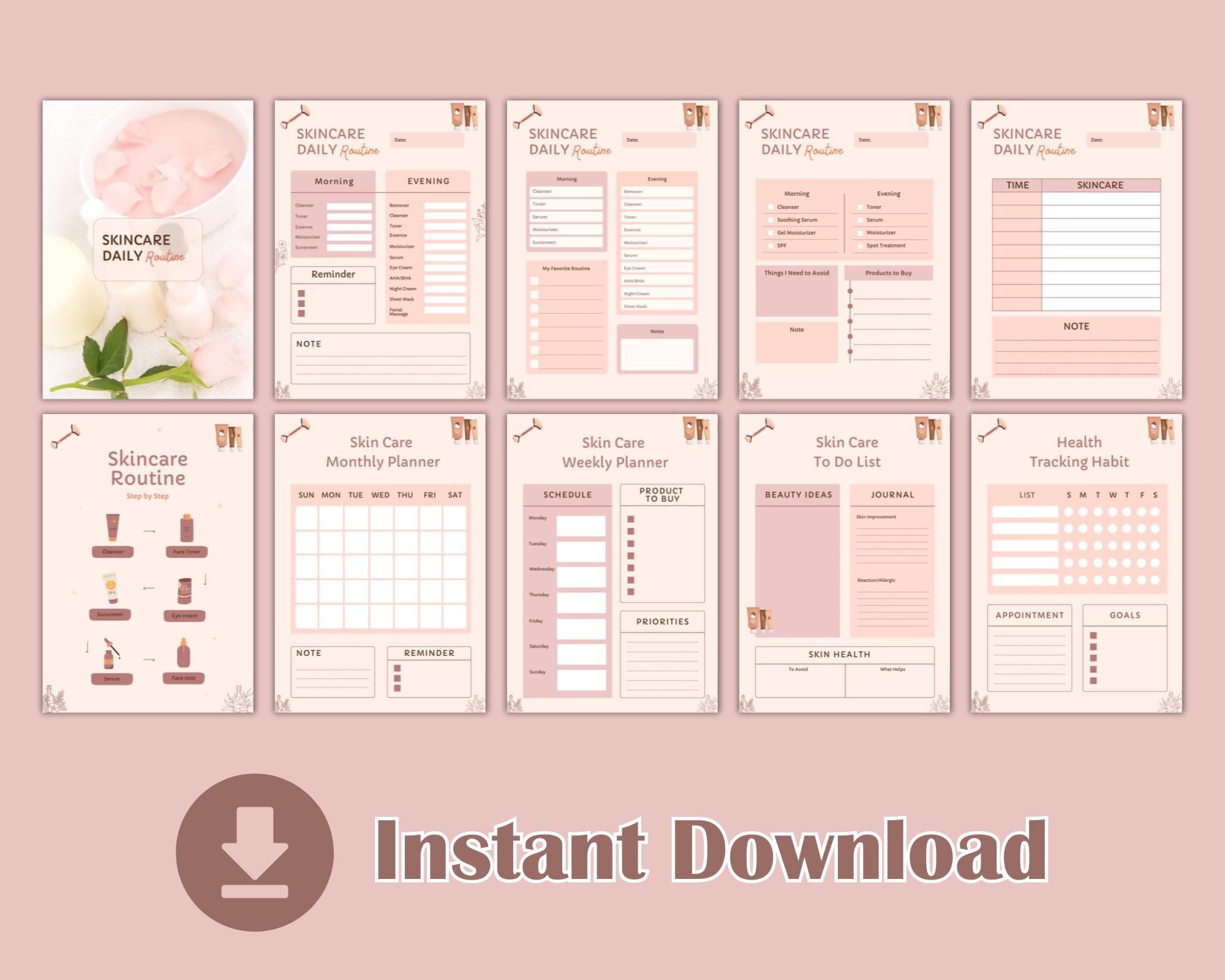 Skincare Planner | Skincare Daily Routine Planner | Glow up Planner ...