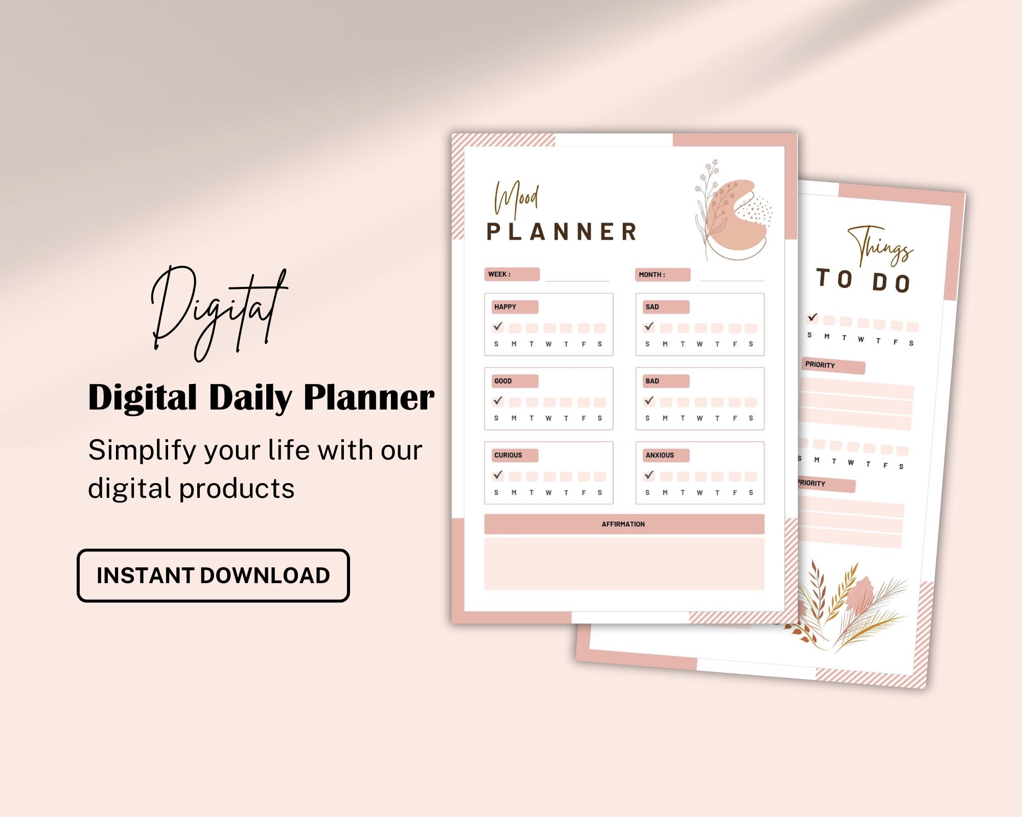 Daily Planner 2024 | Daily Schedule | Daily Mood Tracker | Printable to ...