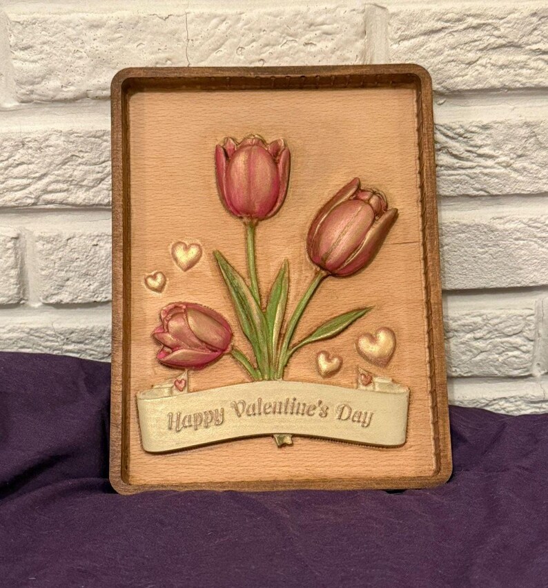 Personalized Carved Wood Tulip Plaque, Name or Message Carved - Etsy