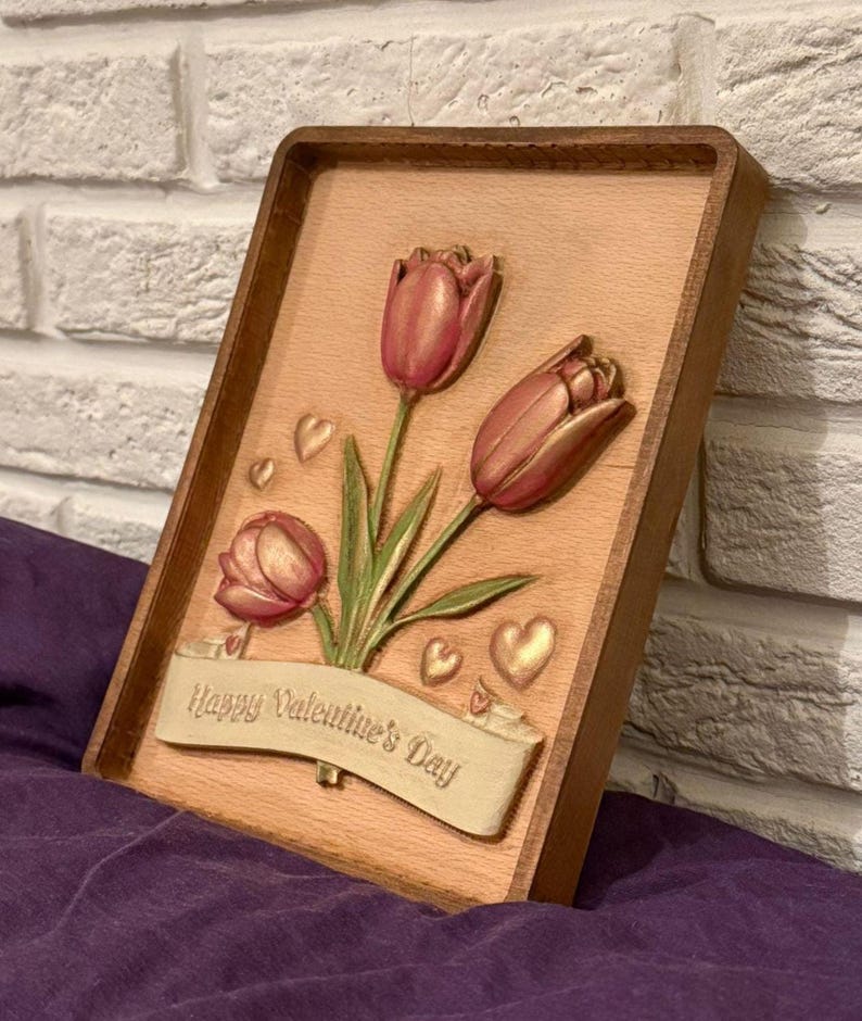 Personalized Carved Wood Tulip Plaque, Name or Message Carved - Etsy