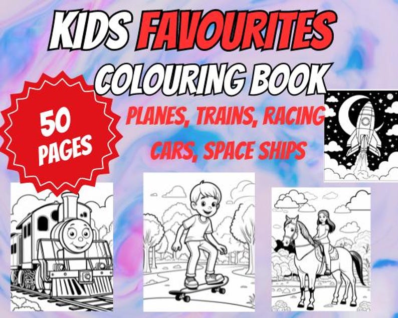 Kids Favorites Coloring Activity Pages: 50 Pages, Digital Instant ...
