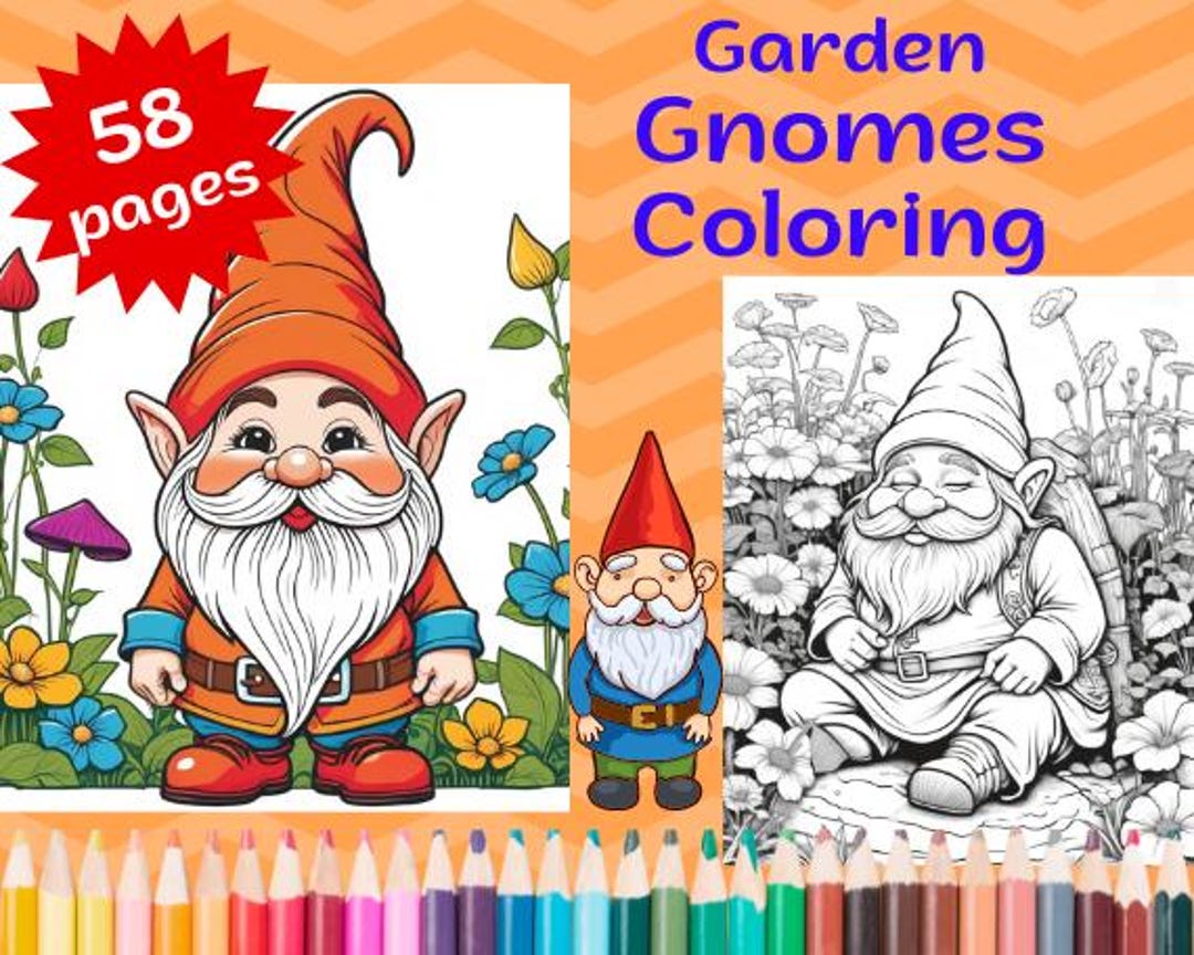 Garden Gnomes Coloring Book: 58 Pages of Fun (digital Download) - Etsy