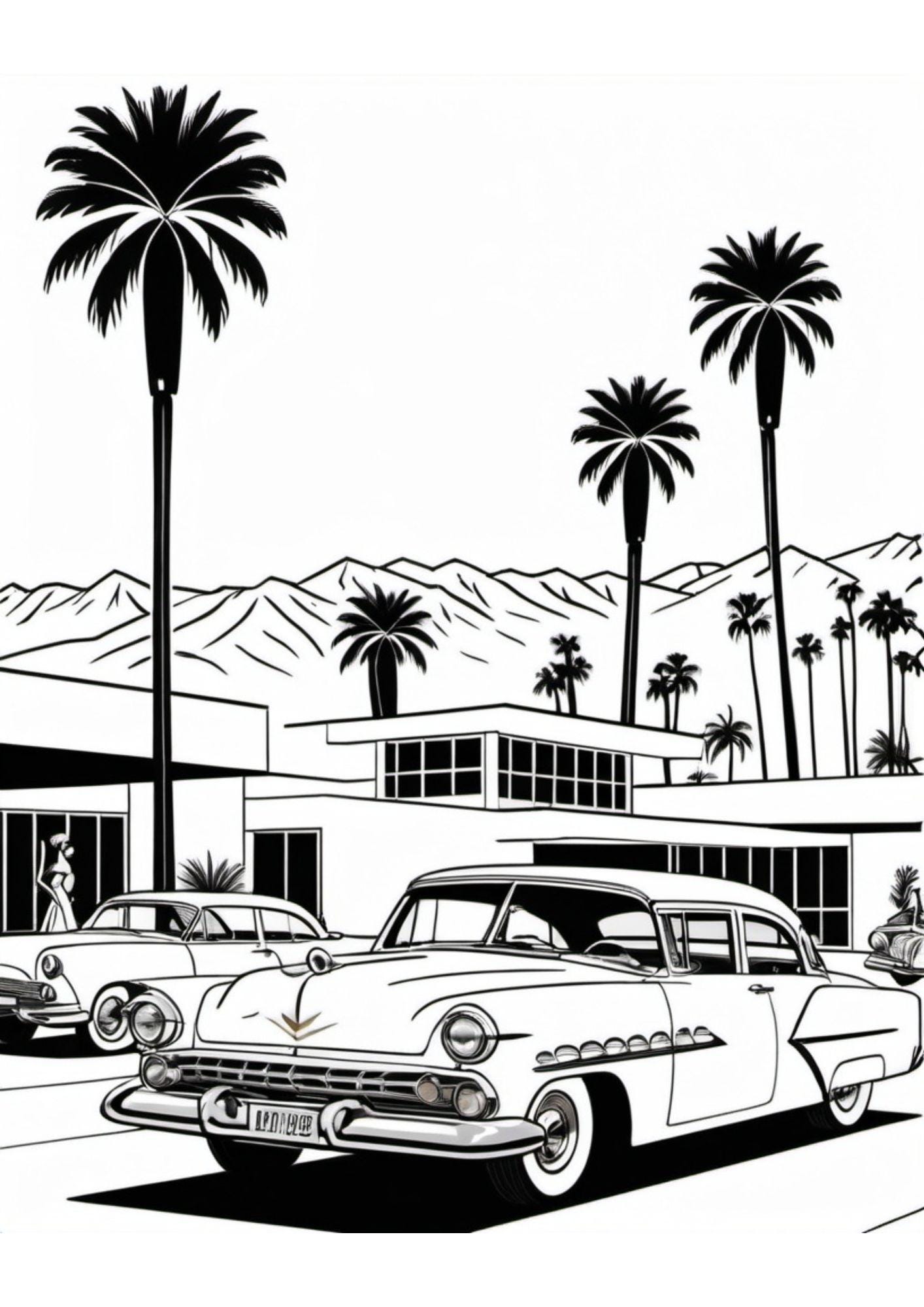 Retro 1950's Adult Coloring Book Pages, Calming Relaxation, Digital ...